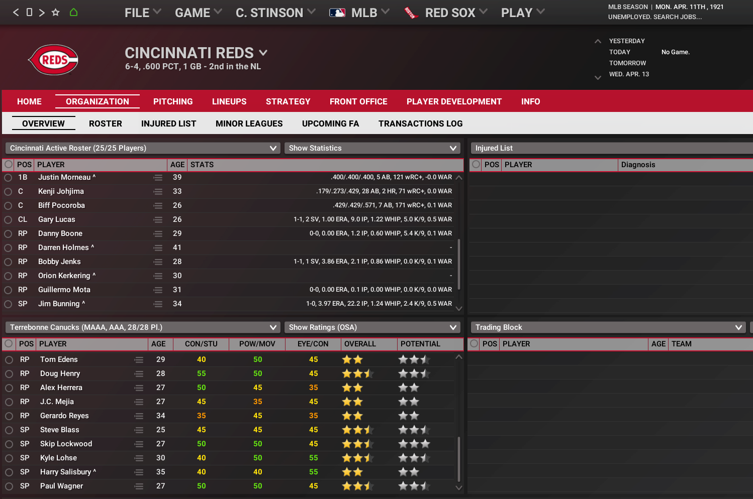 Historical Mode Bug: Teams are not properly assessing reserve roster sizes - OOTP Developments ...